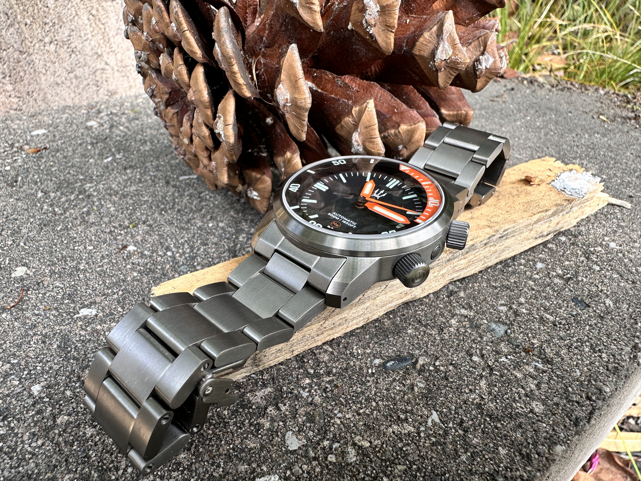 Stainless Steel DC-50 Dual Crown 50ATM Diver Automatic Watch With Date ...